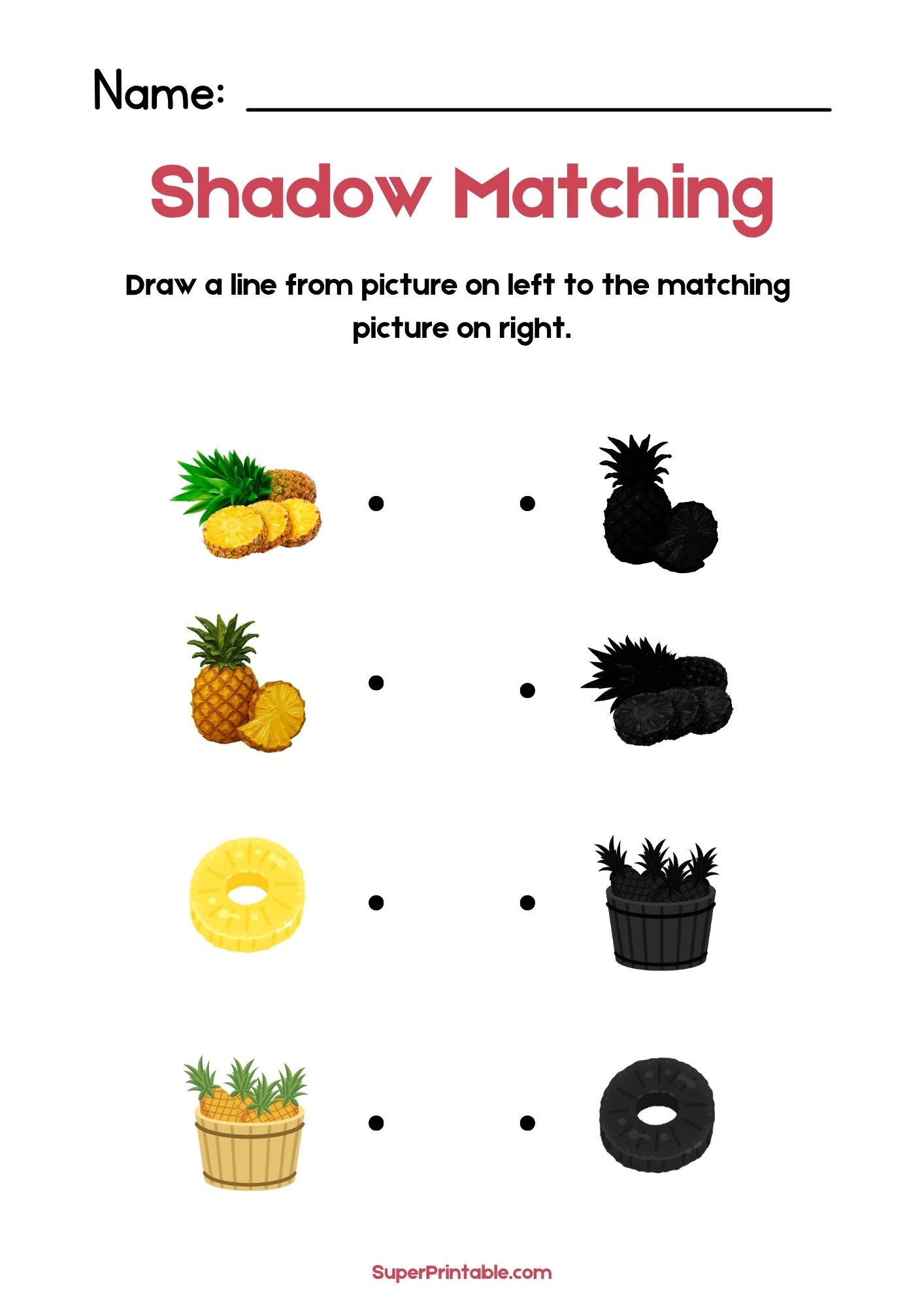 Fruits Find The Shadow Matching Worksheet | Free PDF Printables