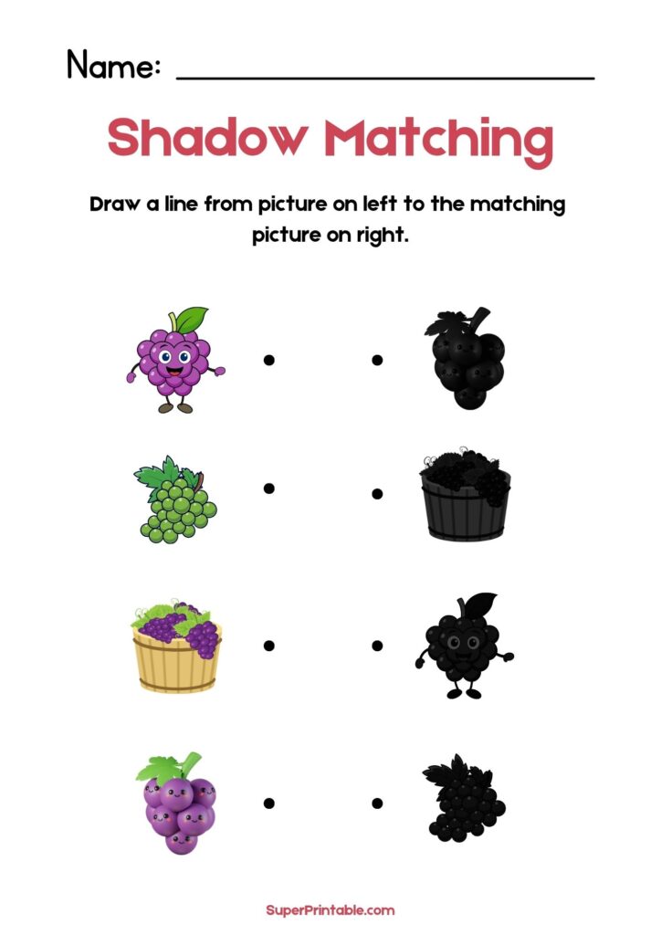 Fruits Find The Shadow Matching Worksheet | Free PDF Printables