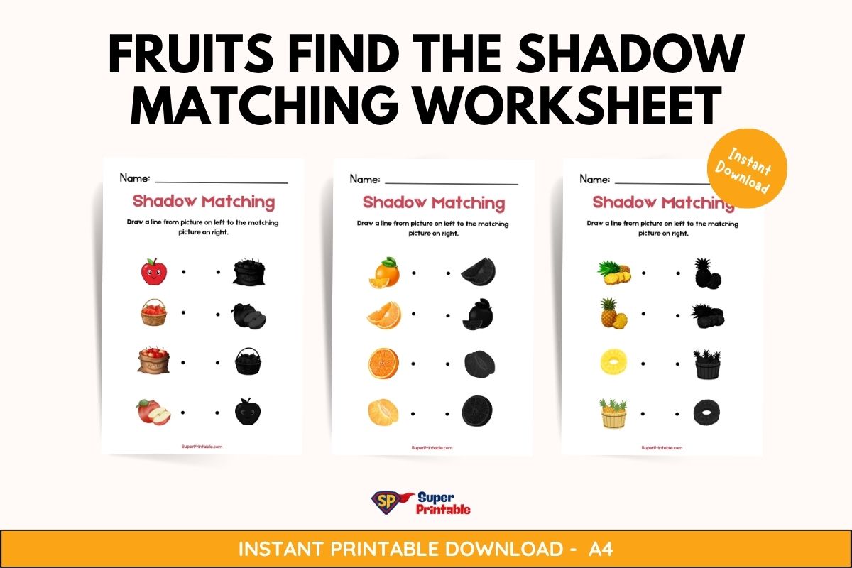 Fruits Find The Shadow Matching Worksheet | Free PDF Printables