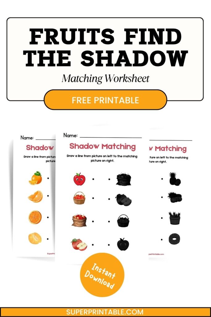 Fruits Find The Shadow Matching Worksheet | Free PDF Printables