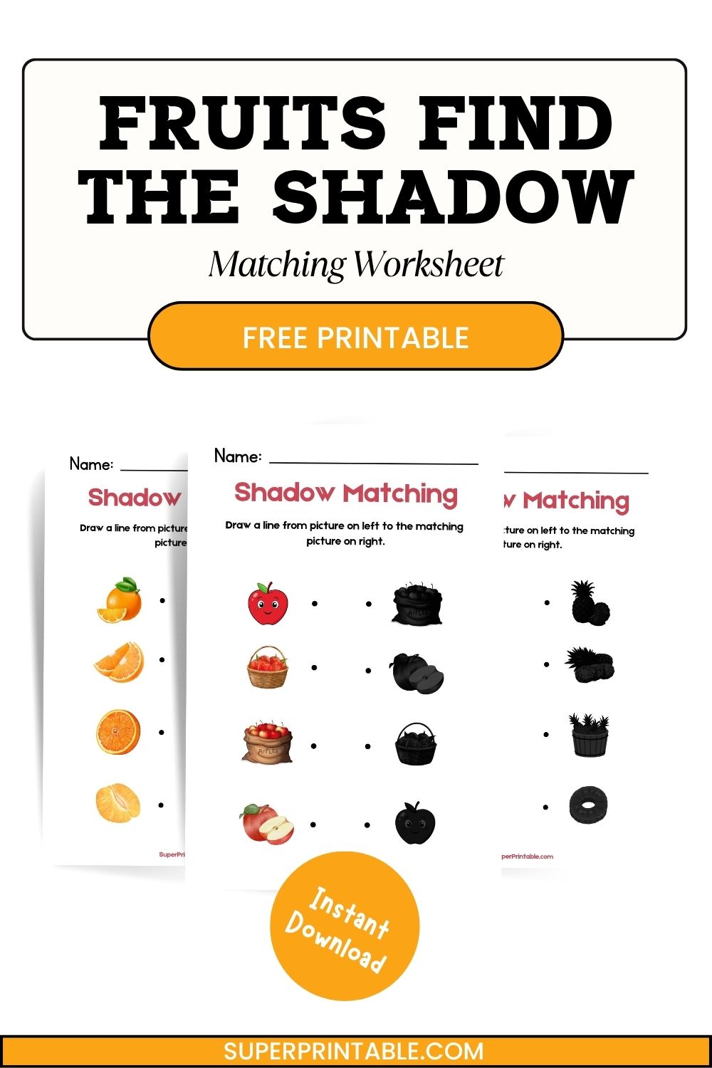Fruits Find The Shadow Matching Worksheet | Free PDF Printables