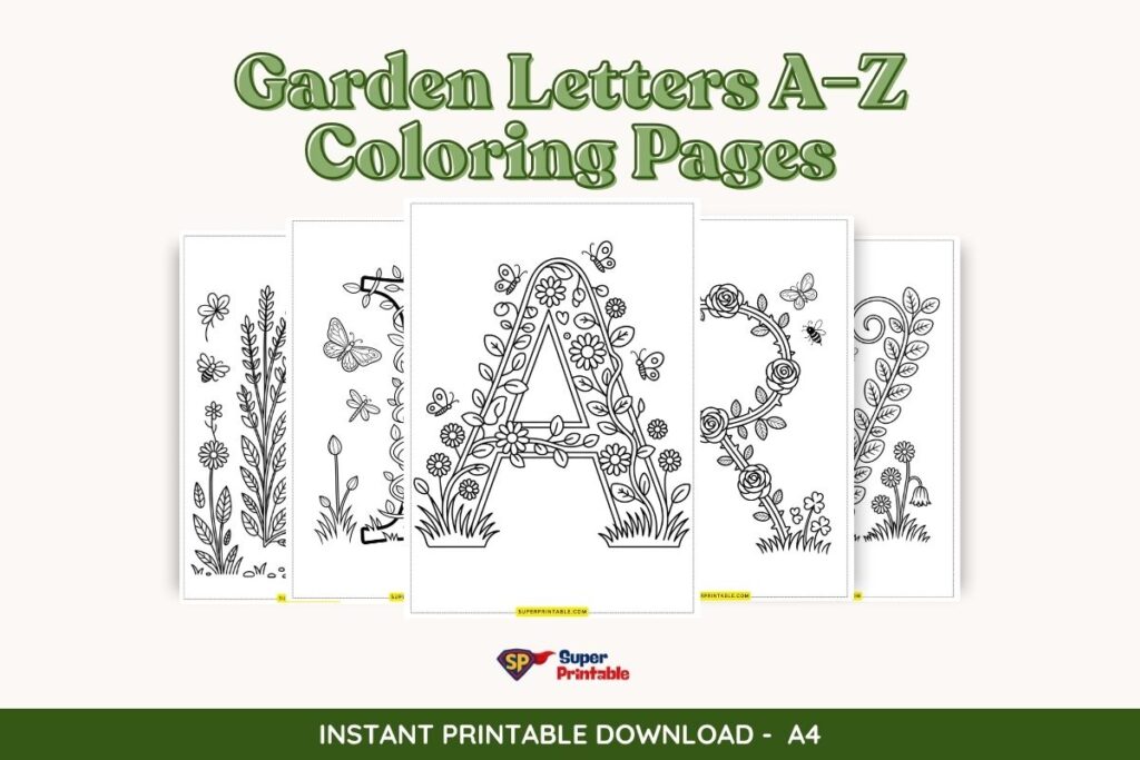 Garden Letters A–Z Coloring Pages | Free PDF Printables