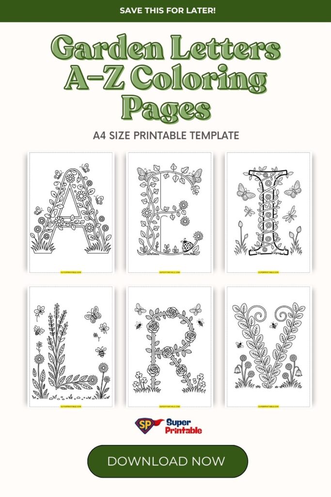 Garden Letters A–Z Coloring Pages | Free PDF Printables