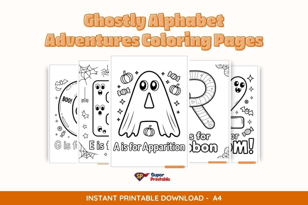 Ghostly Alphabet Adventures Coloring Pages | Free PDF