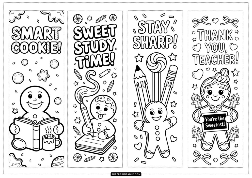 Gingerbread Classroom Coloring Bookmarks | Free PDF Printables