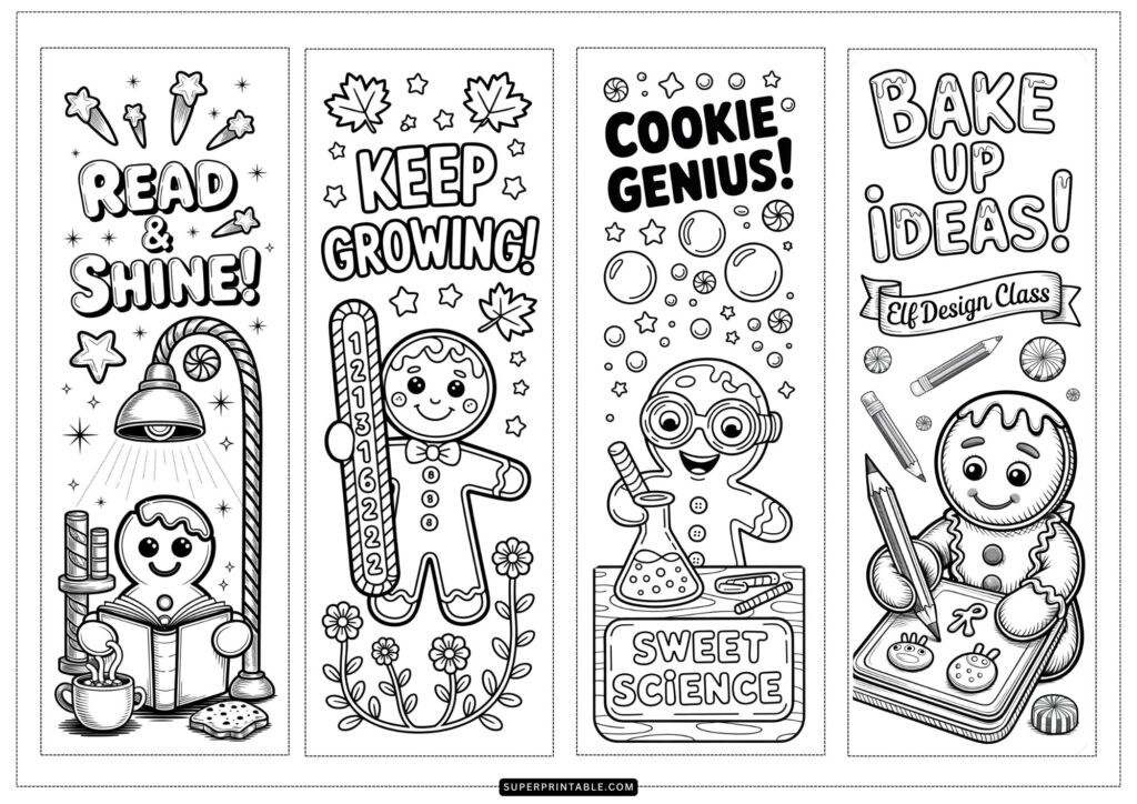 Gingerbread Classroom Coloring Bookmarks | Free PDF Printables