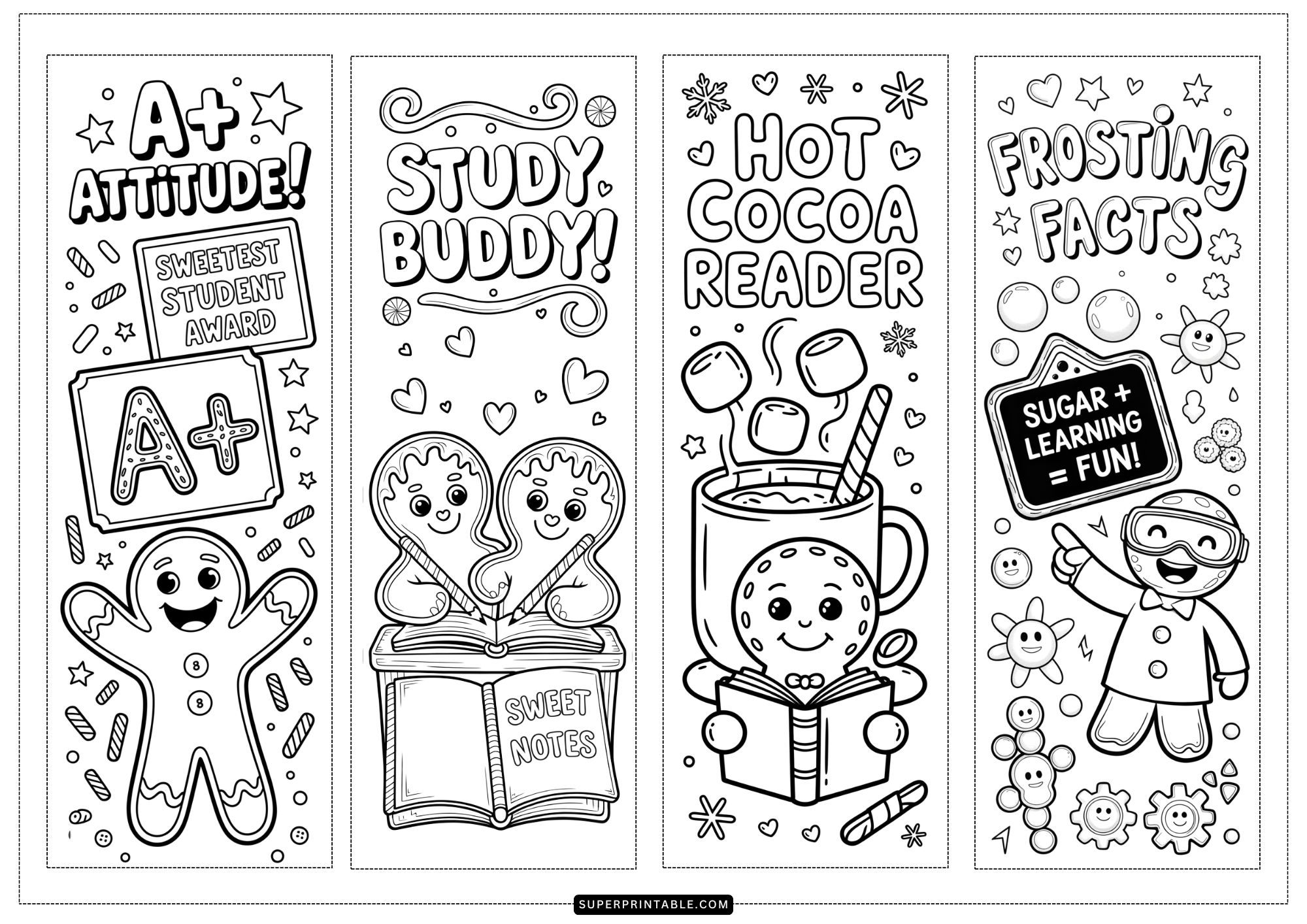 Gingerbread Classroom Coloring Bookmarks | Free PDF Printables