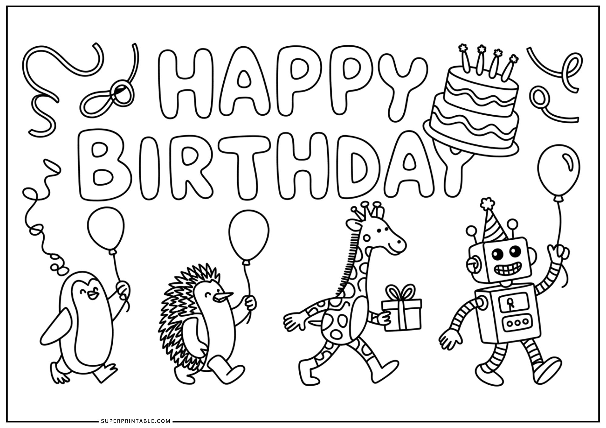 8+ Happy Birthday Party Coloring Pages | Free PDF Printables