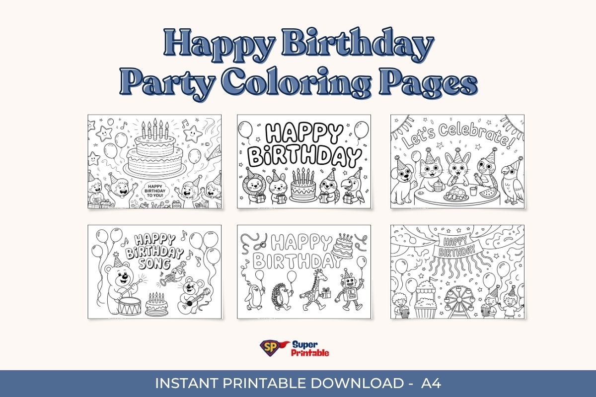 8+ Happy Birthday Party Coloring Pages | Free PDF Printables