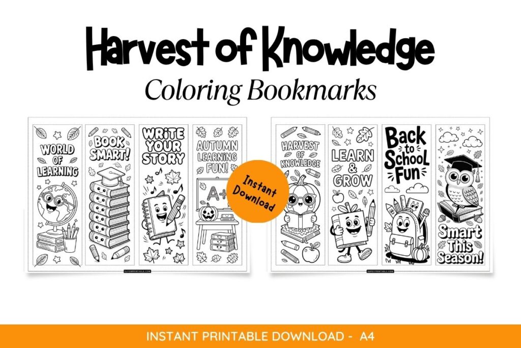 Harvest of Knowledge Coloring Bookmarks | Free PDF Printables
