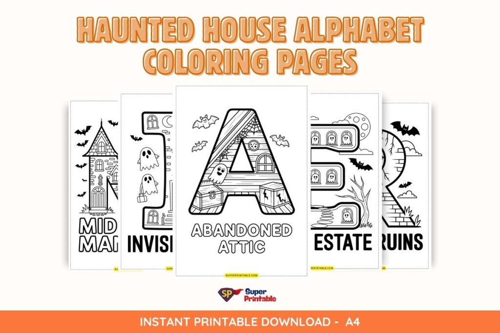 Haunted House Alphabet Coloring Pages | Free PDF Printables ...