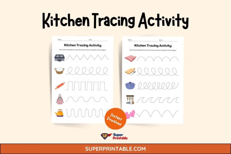 Kitchen Tracing Activity | Free PDF Printables