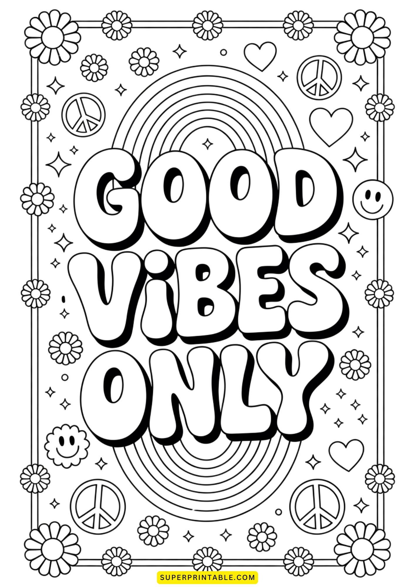 10 Positive Vibes Coloring Pages | Free PDF Printables