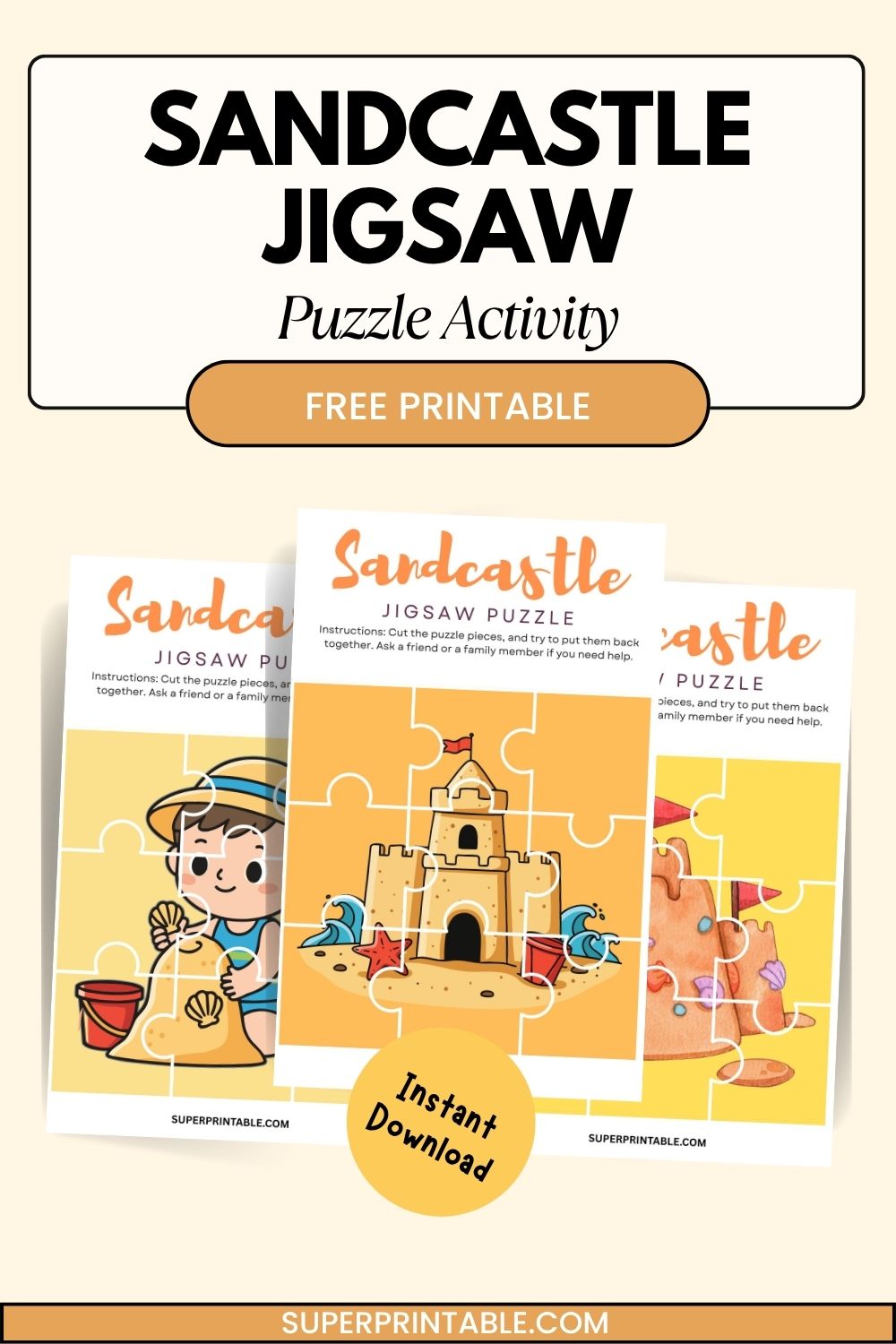 Sandcastle Jigsaw Puzzle Activity | Free PDF Printables