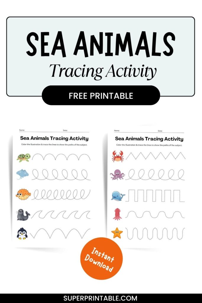Sea Animals Tracing Activity | Free PDF Printables