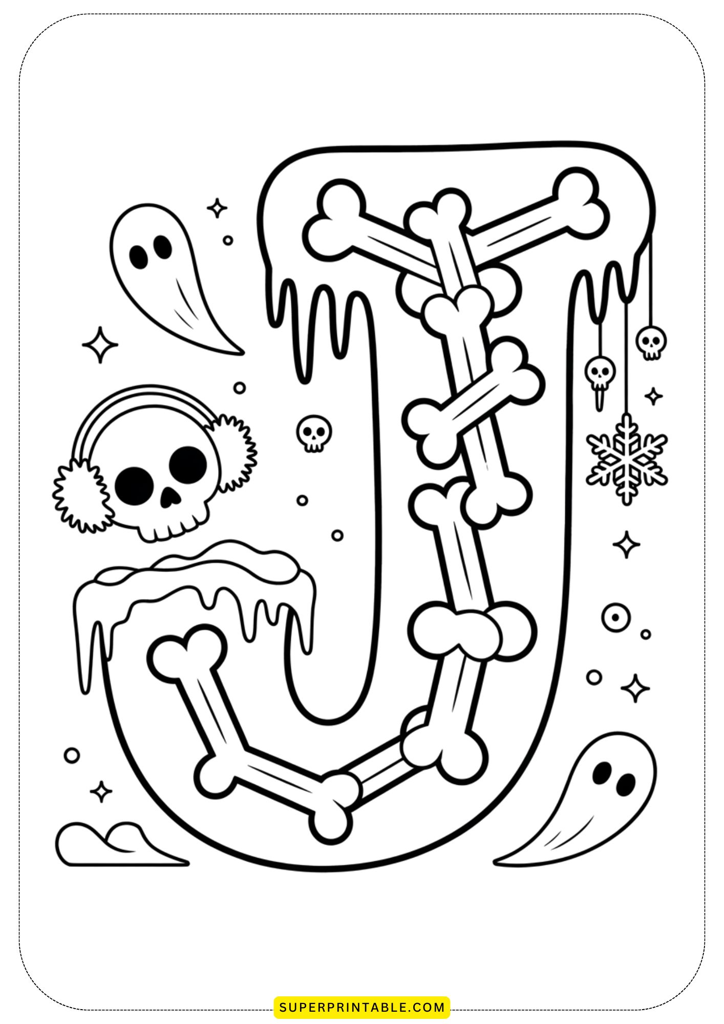 Skeleton & Bones Alphabet Coloring Pages | Free PDF Printables