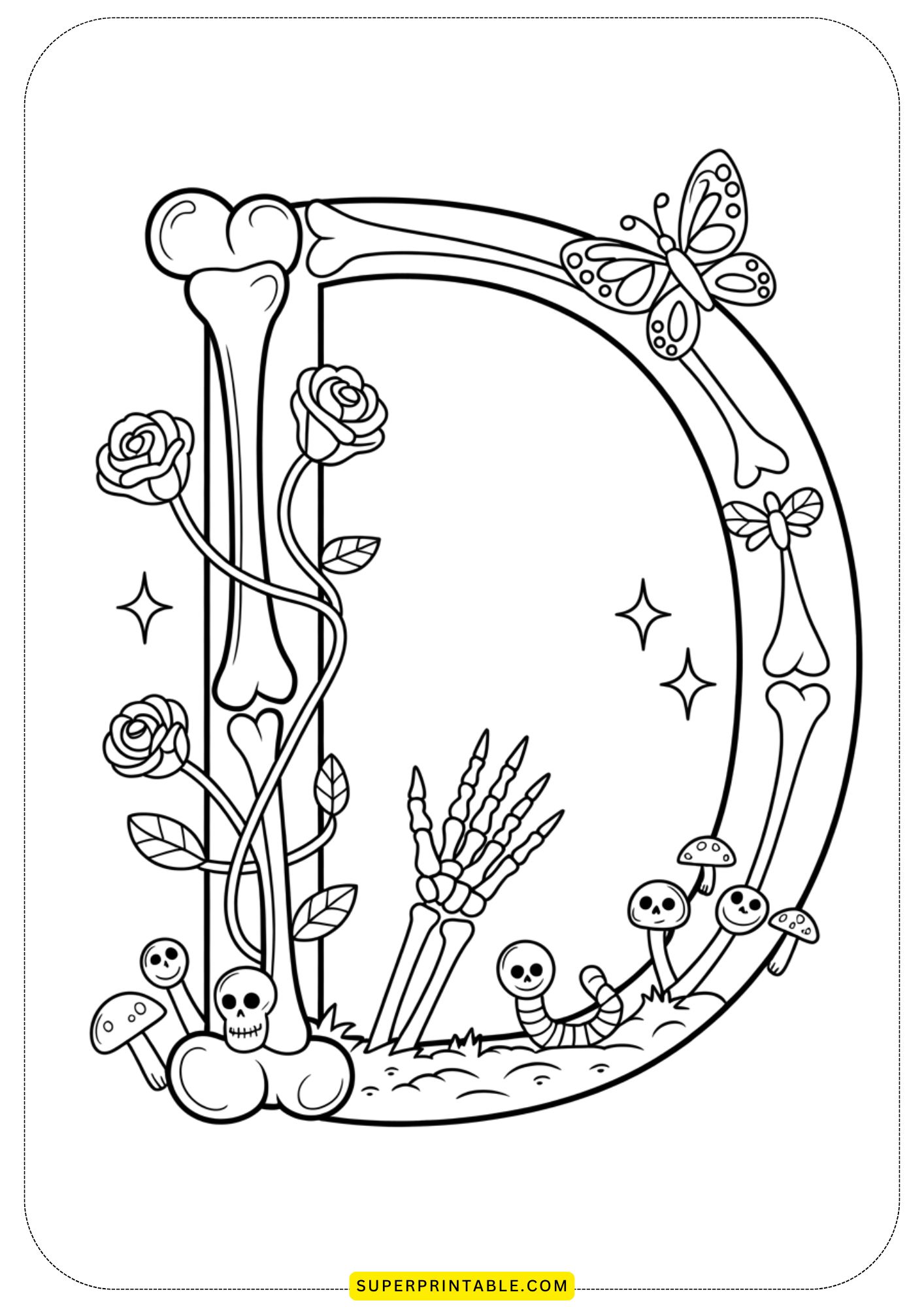 Skeleton & Bones Alphabet Coloring Pages | Free PDF Printables