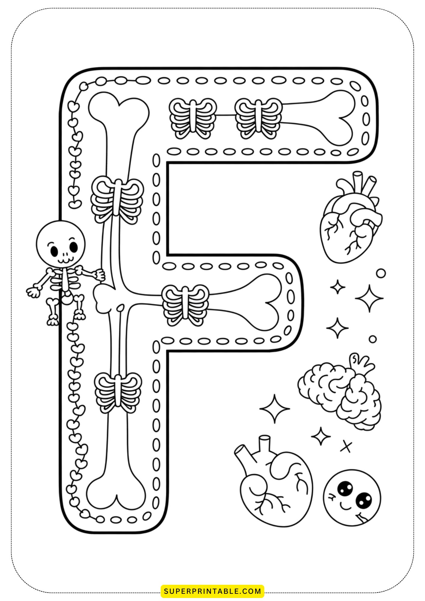 Skeleton & Bones Alphabet Coloring Pages | Free PDF Printables