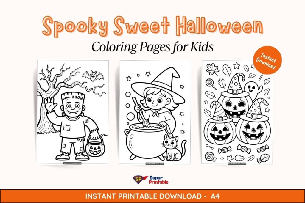 15+ Spooky Sweet Halloween Coloring Pages for Kids | Free PDF