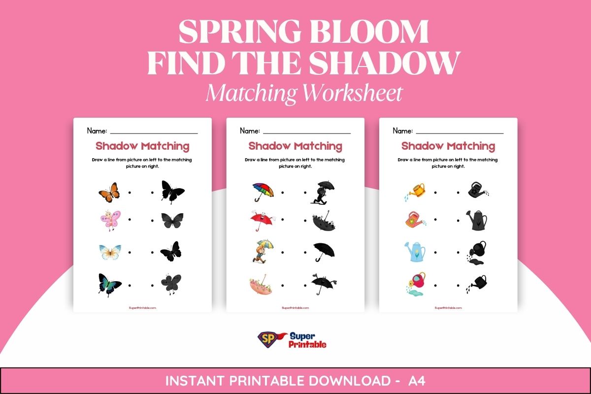 Spring Bloom Find The Shadow Matching Worksheet | Free PDF