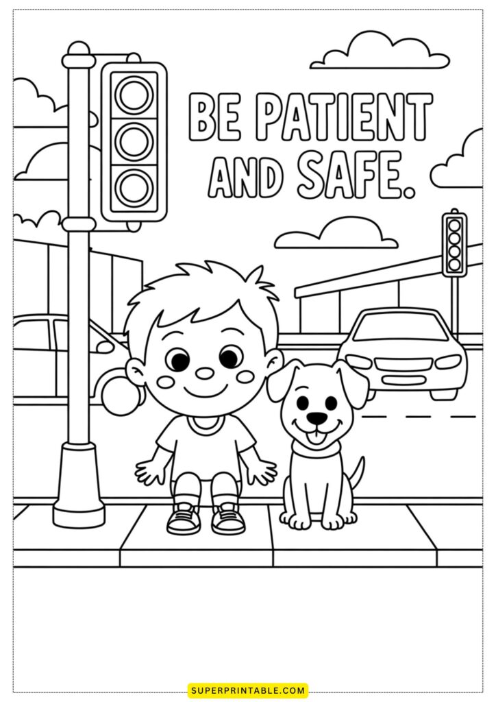 Stop, Look & Go! Traffic Safety Coloring Pages | Free PDF