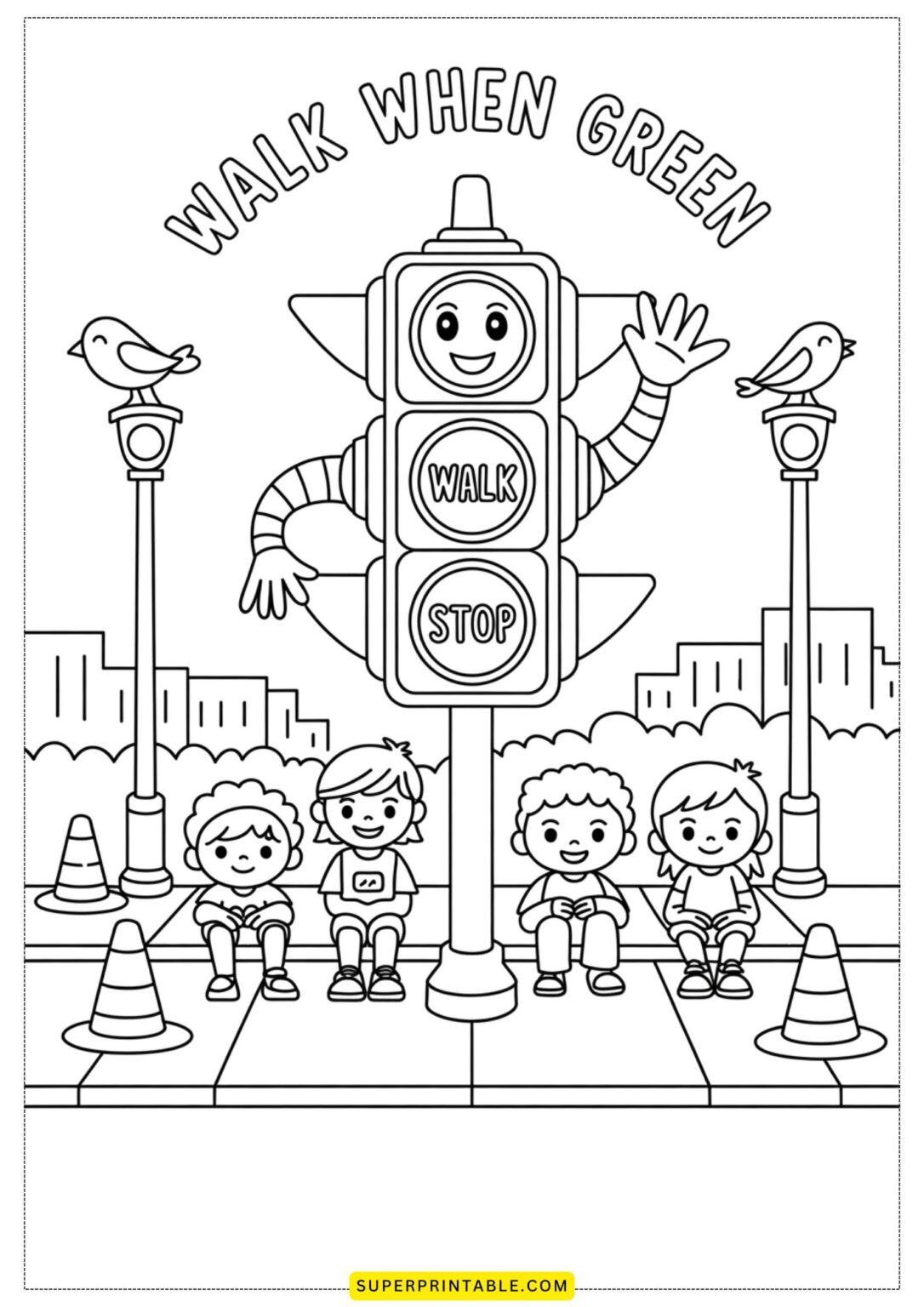 Stop, Look & Go! Traffic Safety Coloring Pages | Free PDF