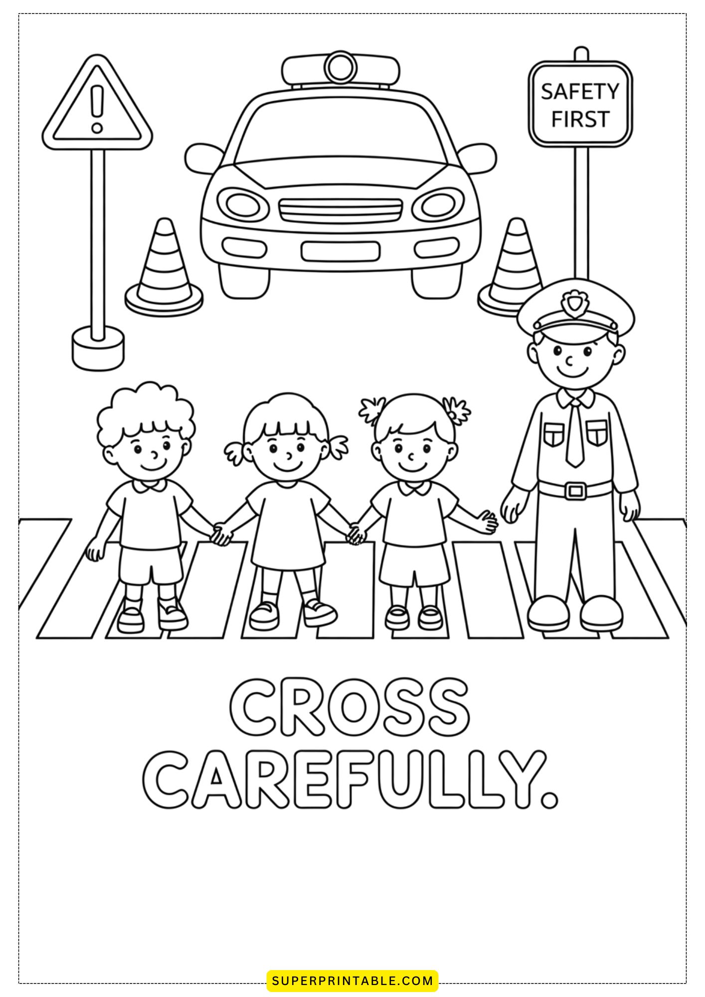 Stop, Look & Go! Traffic Safety Coloring Pages | Free PDF
