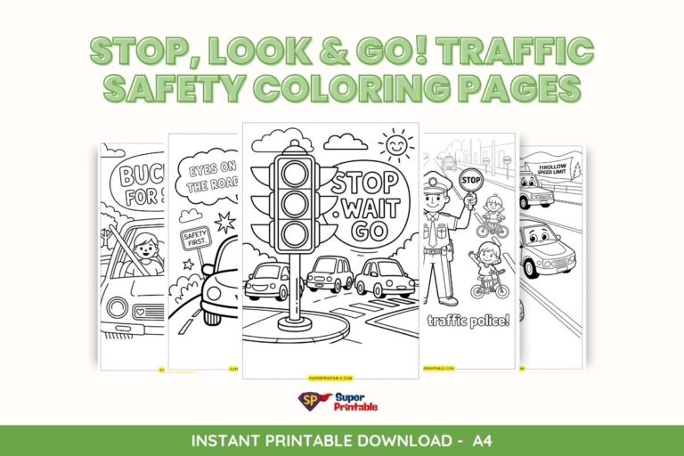 Stop, Look & Go! Traffic Safety Coloring Pages | Free PDF