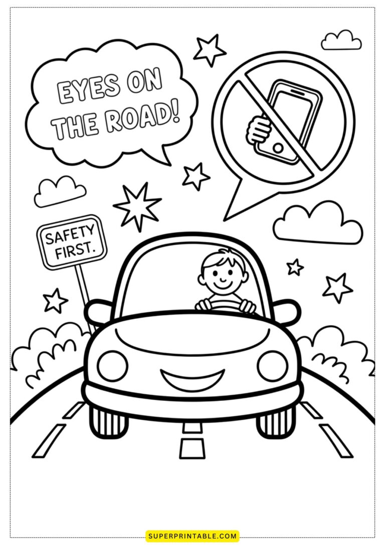 Stop, Look & Go! Traffic Safety Coloring Pages | Free PDF