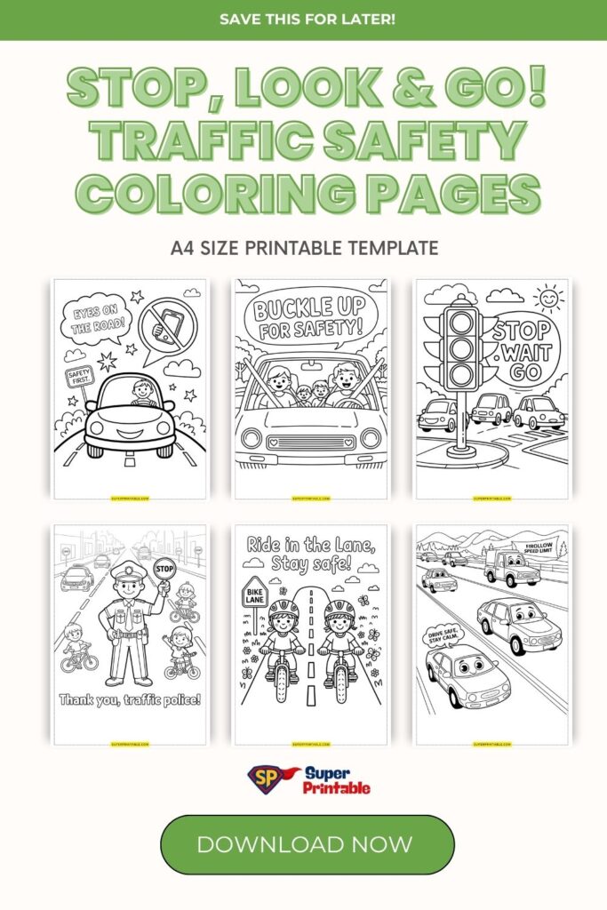 Stop, Look & Go! Traffic Safety Coloring Pages | Free PDF