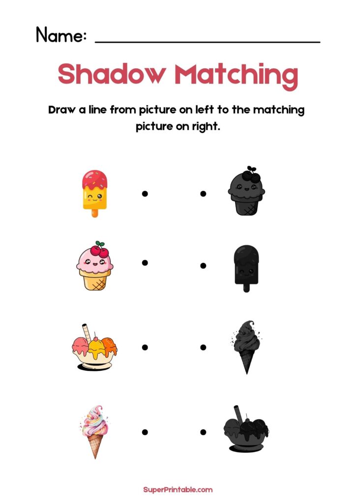 4 Summer Fun Find The Shadow Matching Worksheet | Free PDF