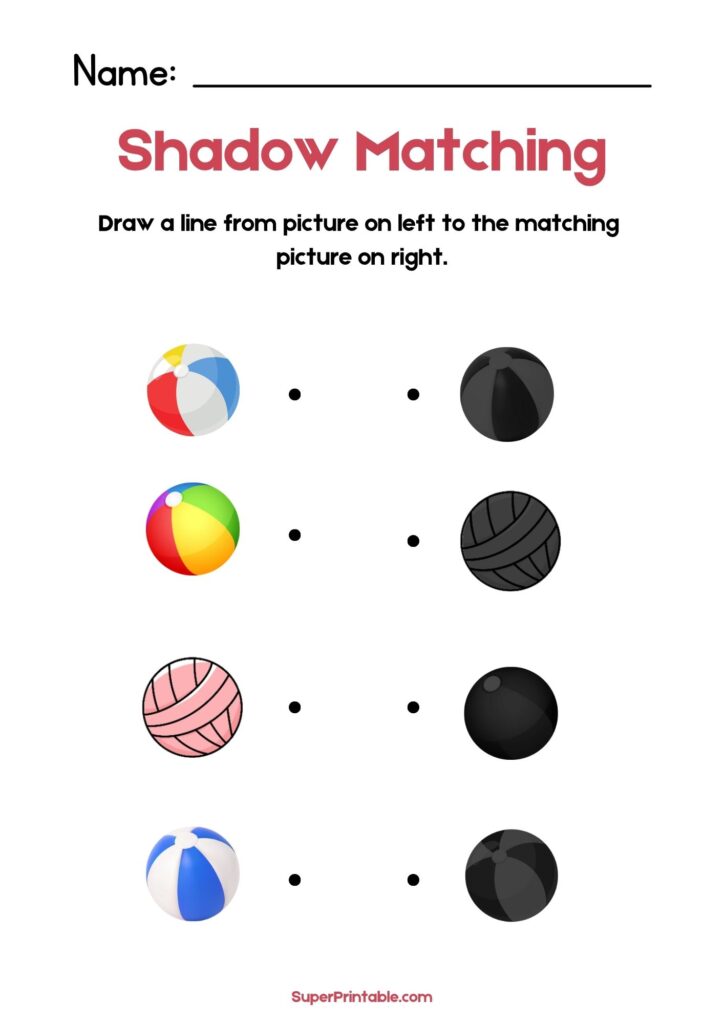 4 Summer Fun Find The Shadow Matching Worksheet | Free PDF