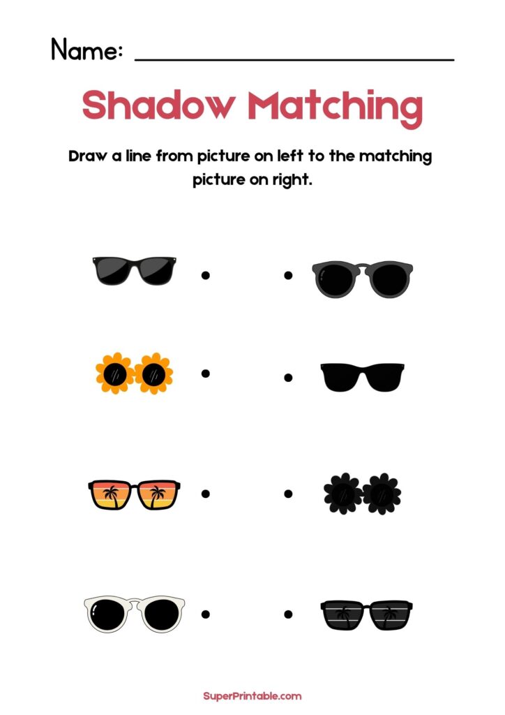 4 Summer Fun Find The Shadow Matching Worksheet | Free PDF