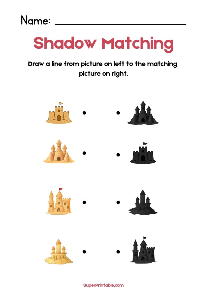4 Summer Fun Find The Shadow Matching Worksheet | Free PDF