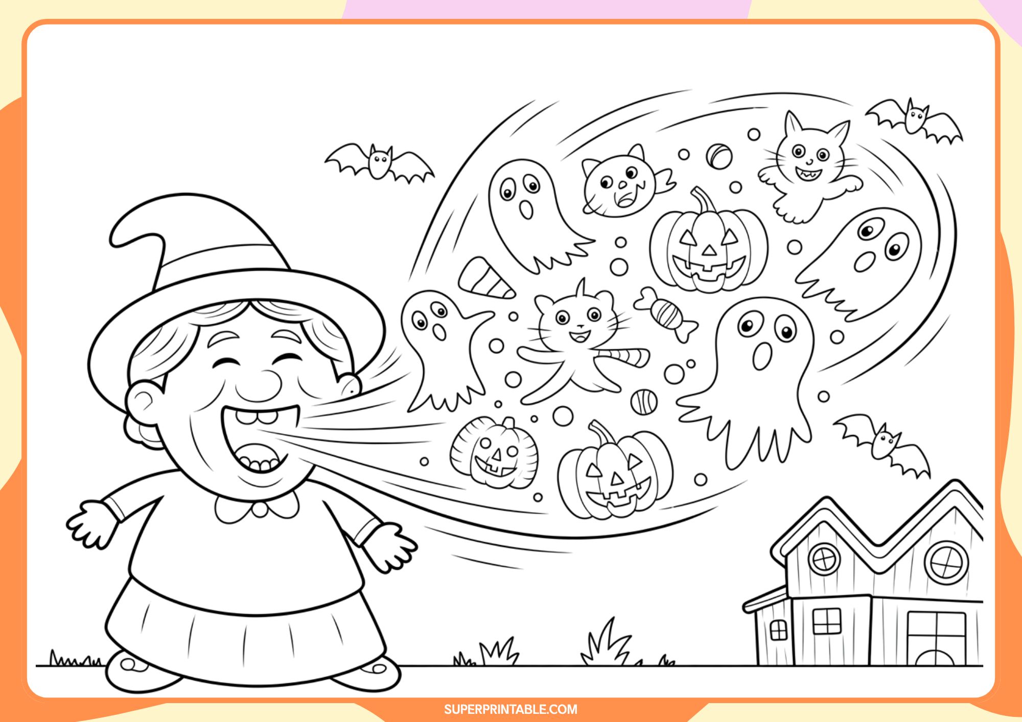 The Old Lady Who Swallowed a Ghost Coloring Pages | Free PDF