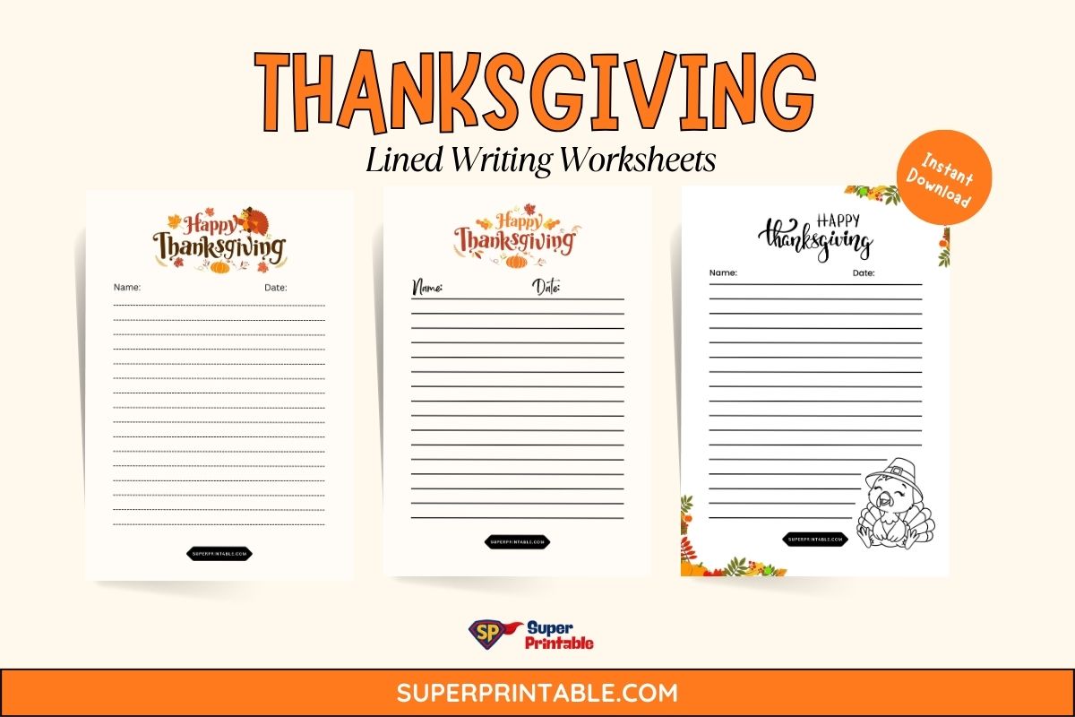 10+ Thanksgiving Lined Writing Worksheets (Free PDF Printables ...