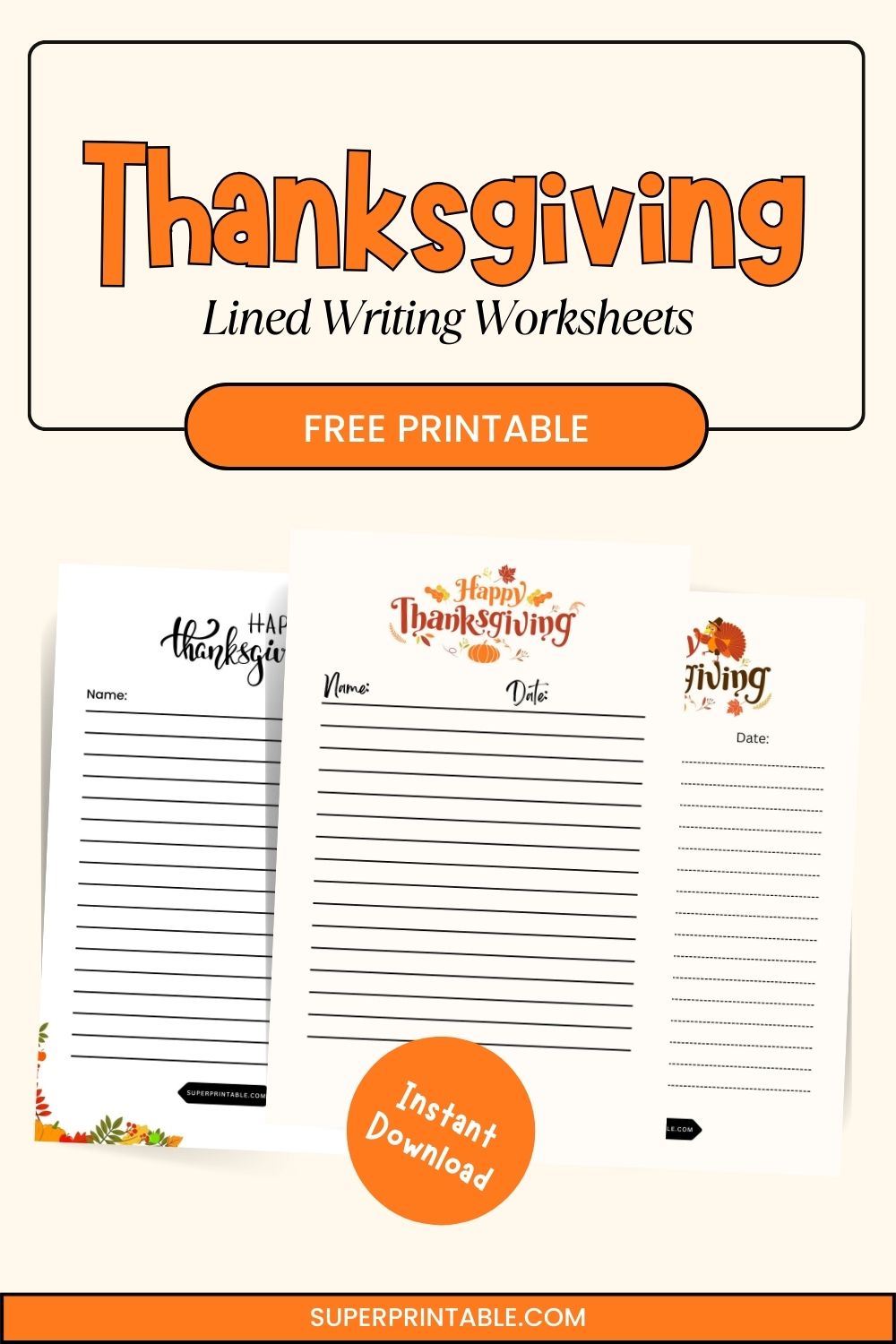 10+ Thanksgiving Lined Writing Worksheets (Free PDF Printables ...
