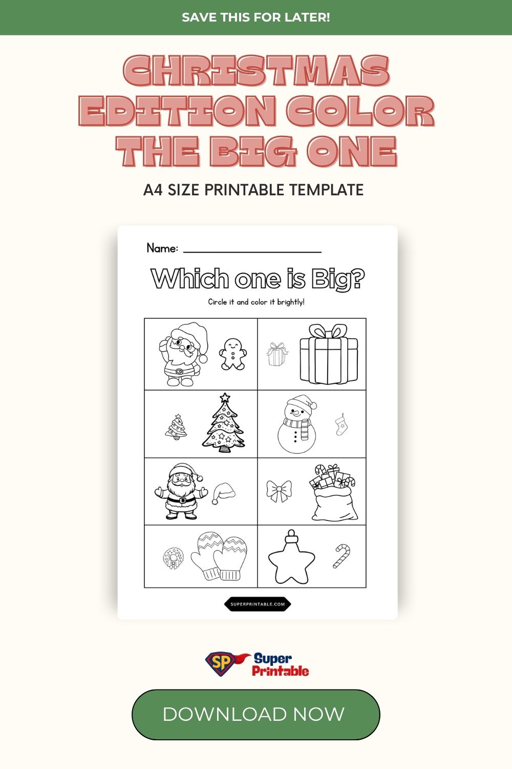 Christmas Edition Color the Big one (Free PDF Printables)