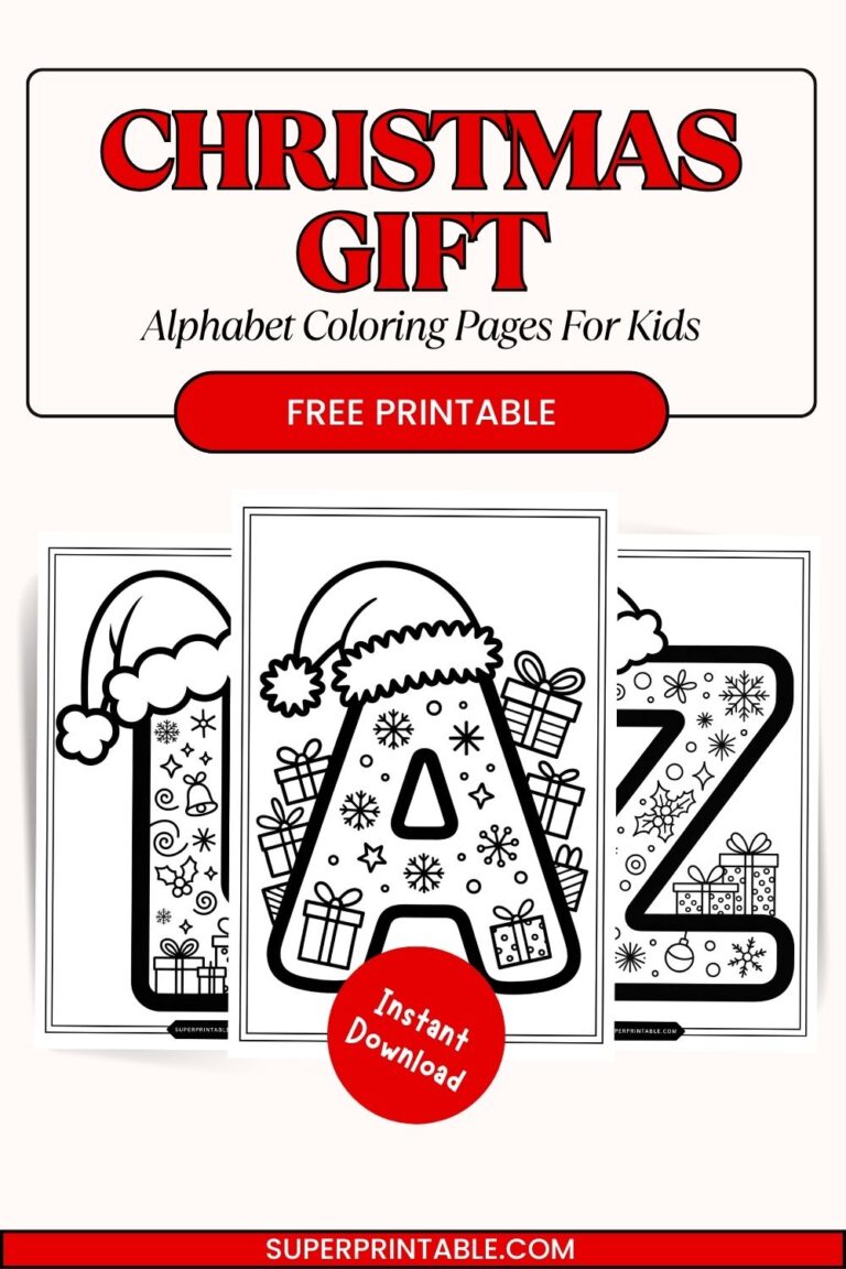 Christmas Gift Alphabet Coloring Pages For Kids (Free PDF)