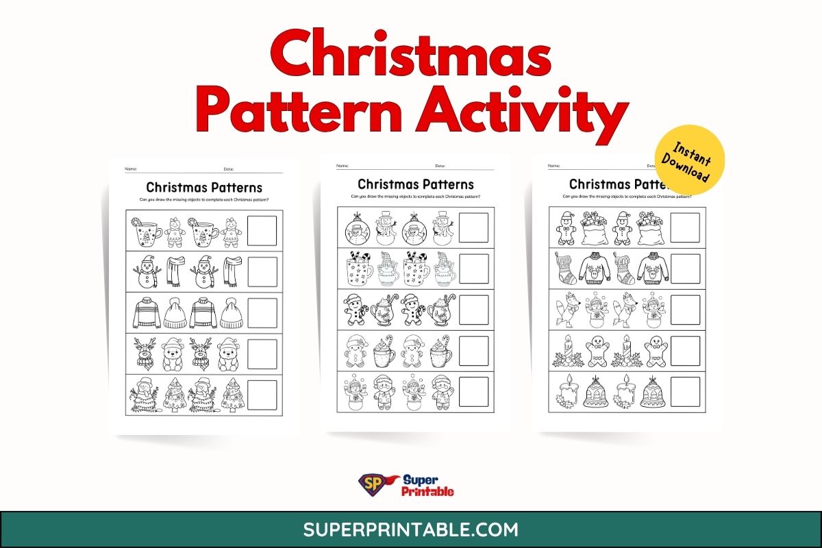 10 Christmas Pattern Activity (Free PDF Printables)