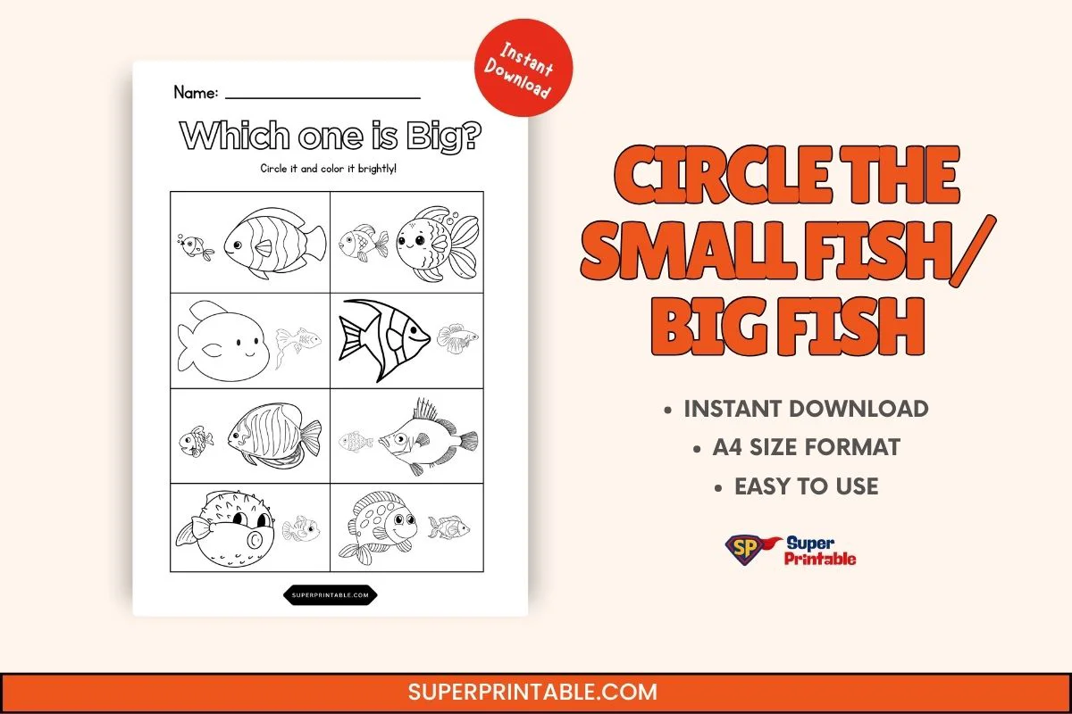 Circle the Small Fish Big Fish | Free PDF Printables - SuperPrintable