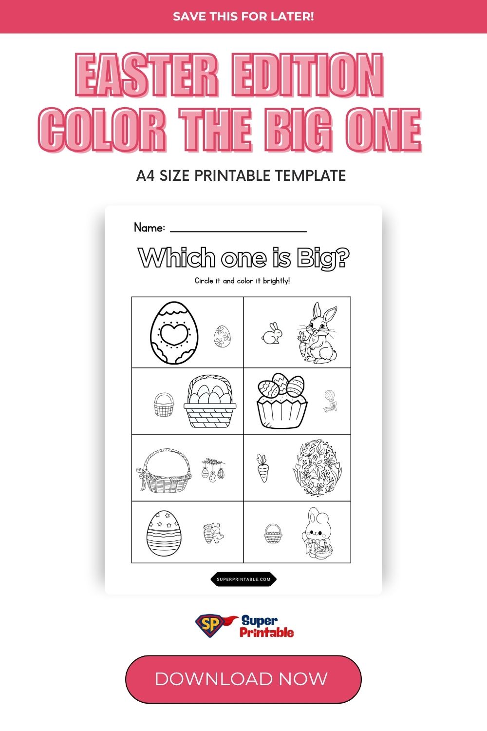 Easter Edition Color the Big one (Free PDF Printables)