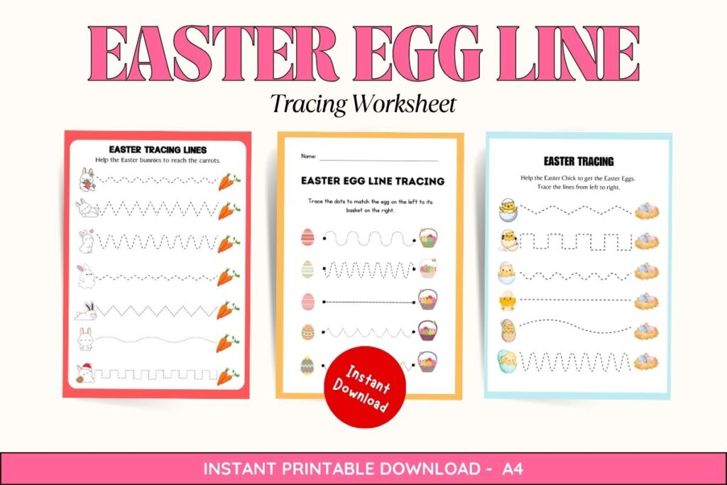 Easter Egg Line Tracing Worksheet (Free PDF Printables)