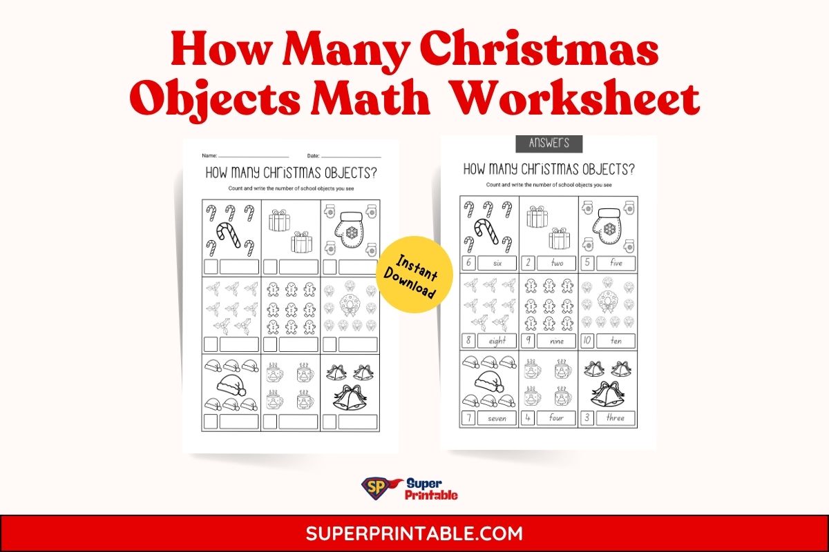 How Many Christmas Objects Math Worksheet (Free PDF)