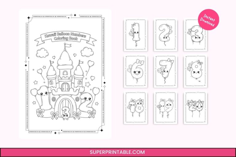 Kawaii Balloons Decor Numbers Coloring Pages (Free PDF)