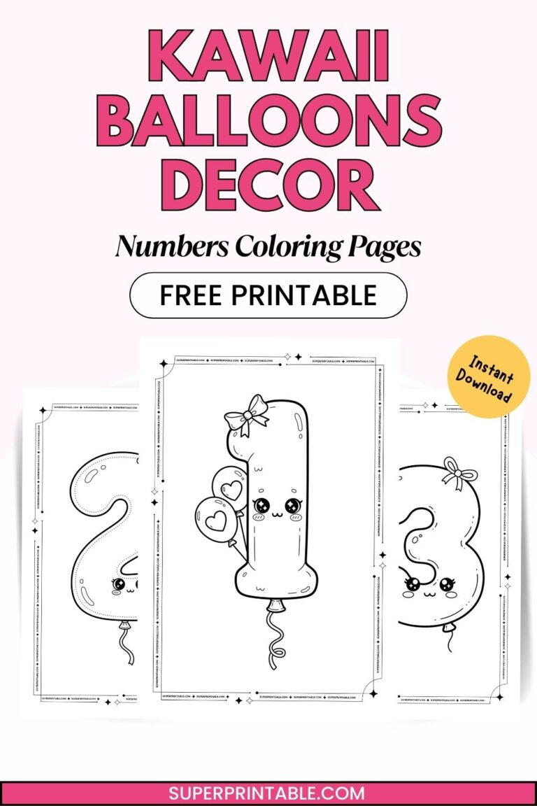 Kawaii Balloons Decor Numbers Coloring Pages (Free PDF)