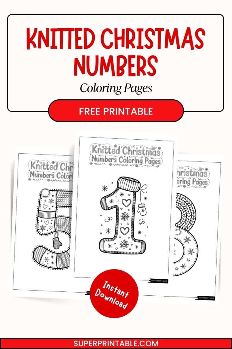 Knitted Christmas Numbers Coloring Pages | Free PDF Printables