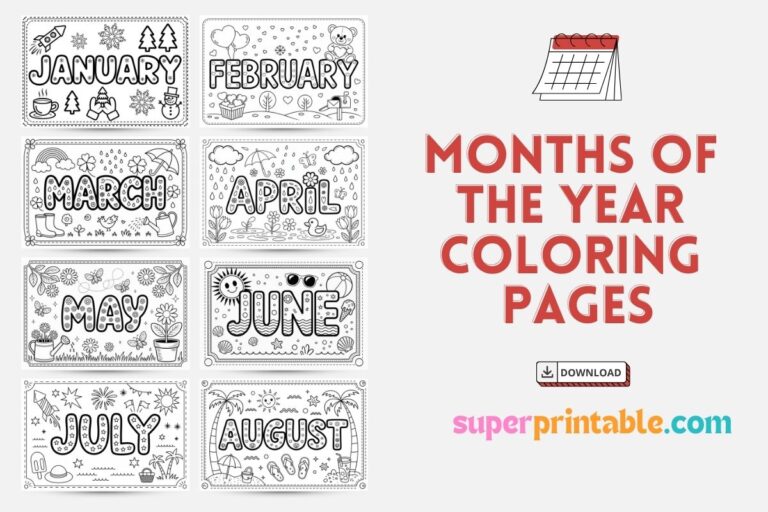 Months of the Year Coloring Pages (Free Printable PDF) - SuperPrintable