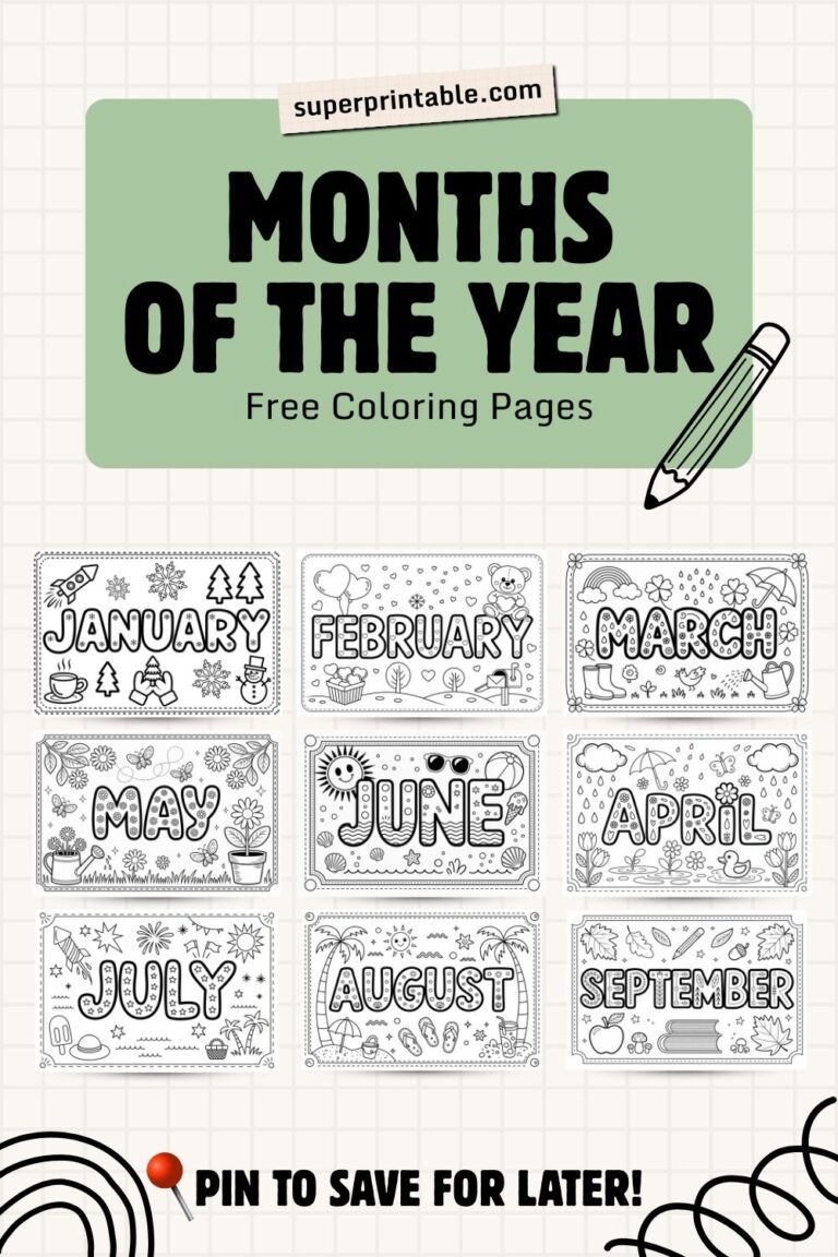 Months of the Year Coloring Pages (Free Printable PDF) - SuperPrintable