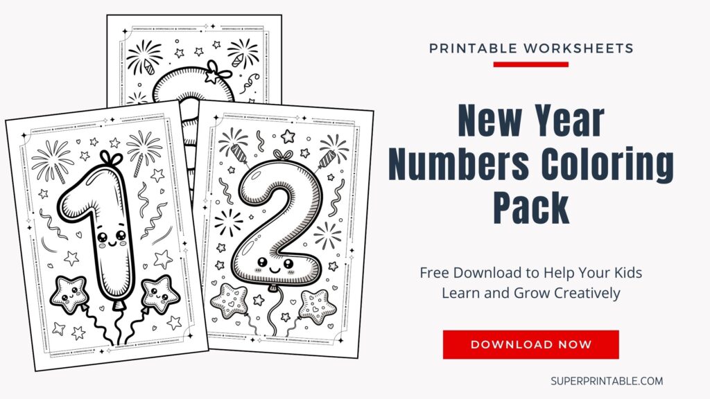New Year Numbers Coloring Pack (Free Printable PDF) - SuperPrintable